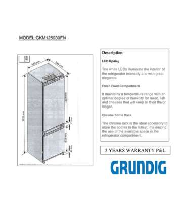 Grundig integrated fridge and freezer model: GKM125930FN full ...