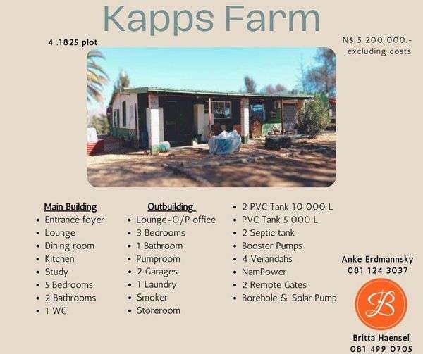 Kapps Farm for sale in Windhoek - Agricultural Plots & Farms - Kalahari ...
