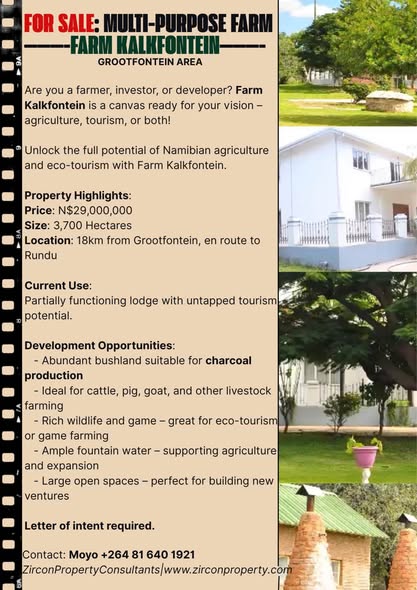 Farm For Sale Grootfontein for sale in Windhoek - Agricultural Plots ...